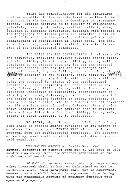 Covenants, Conditions, & Restrictions – Devils Nest Development Nebraska