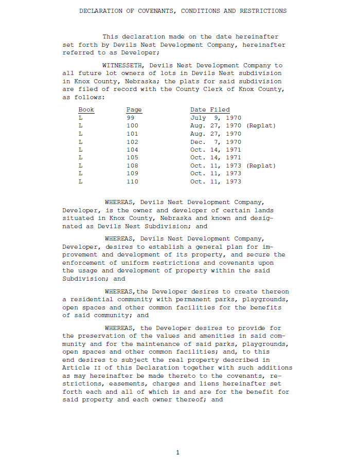 Proposed Changes to Covenants April 2022 - Devils Nest Development